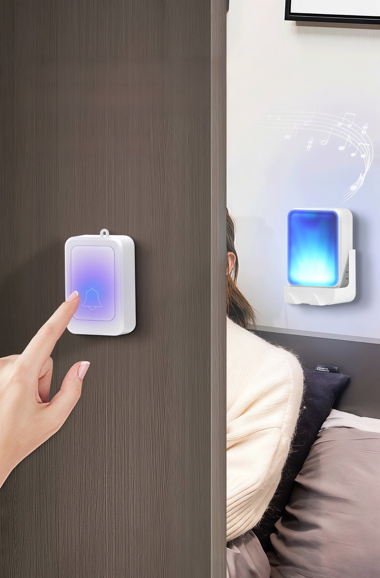 Wireless Flashing Doorbell for Deaf & Hard of Hearing | 7-Color Visual ...